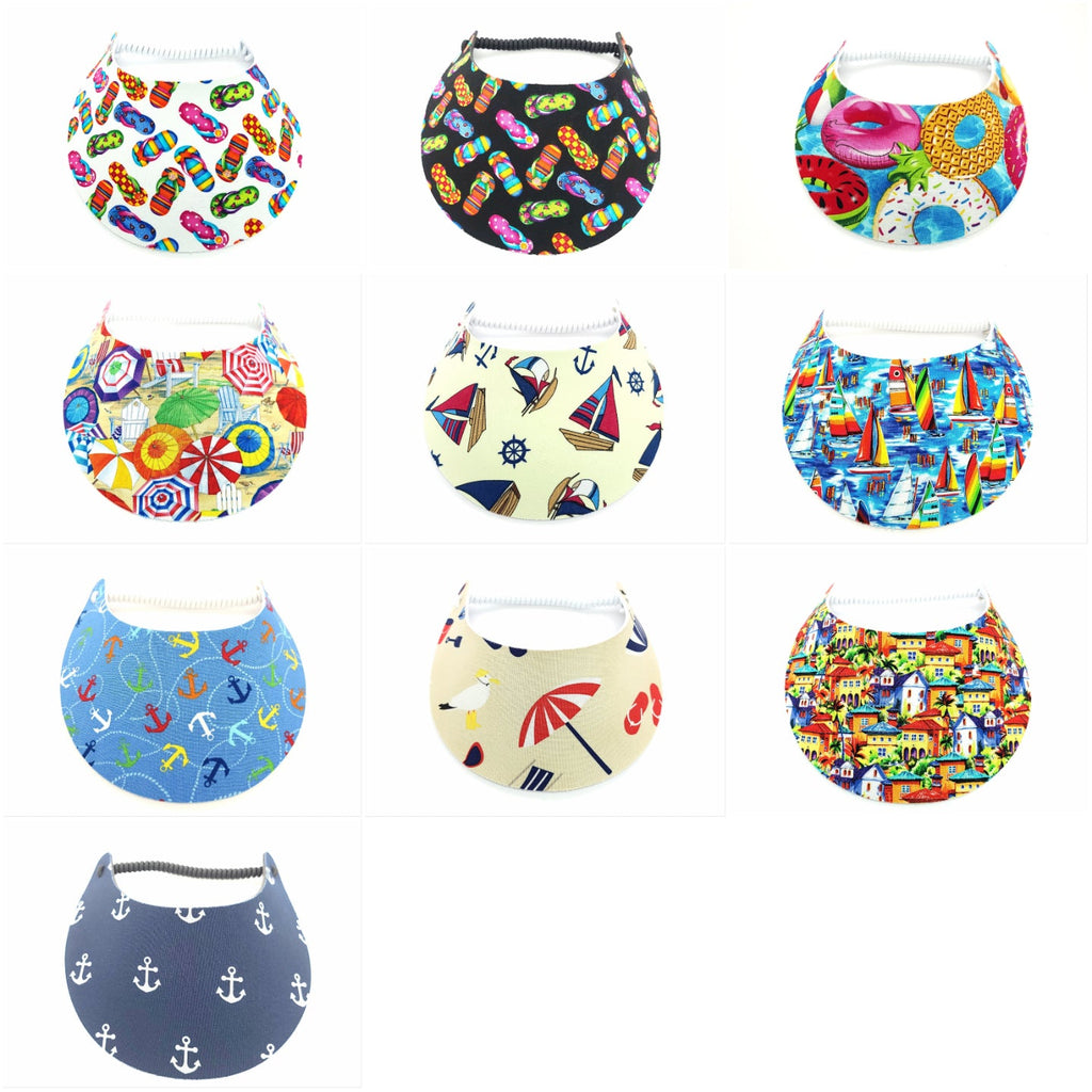Fabric foam sun visors in geometric pattern prints — Troy's Readers