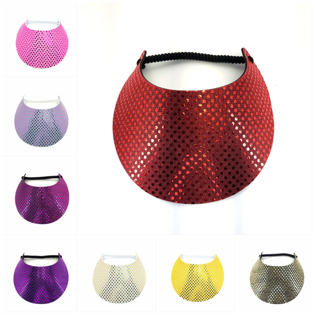 Fabric foam sun visor with adjustable coil lace band and no show ends ...