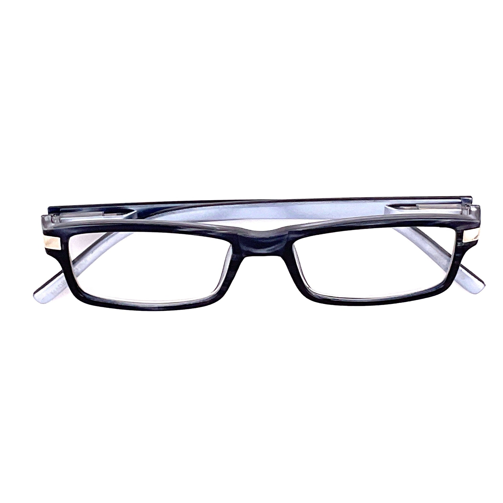 Plastic Metal Pattern Rectangular Framed Readers With Clear Case — Troy ...