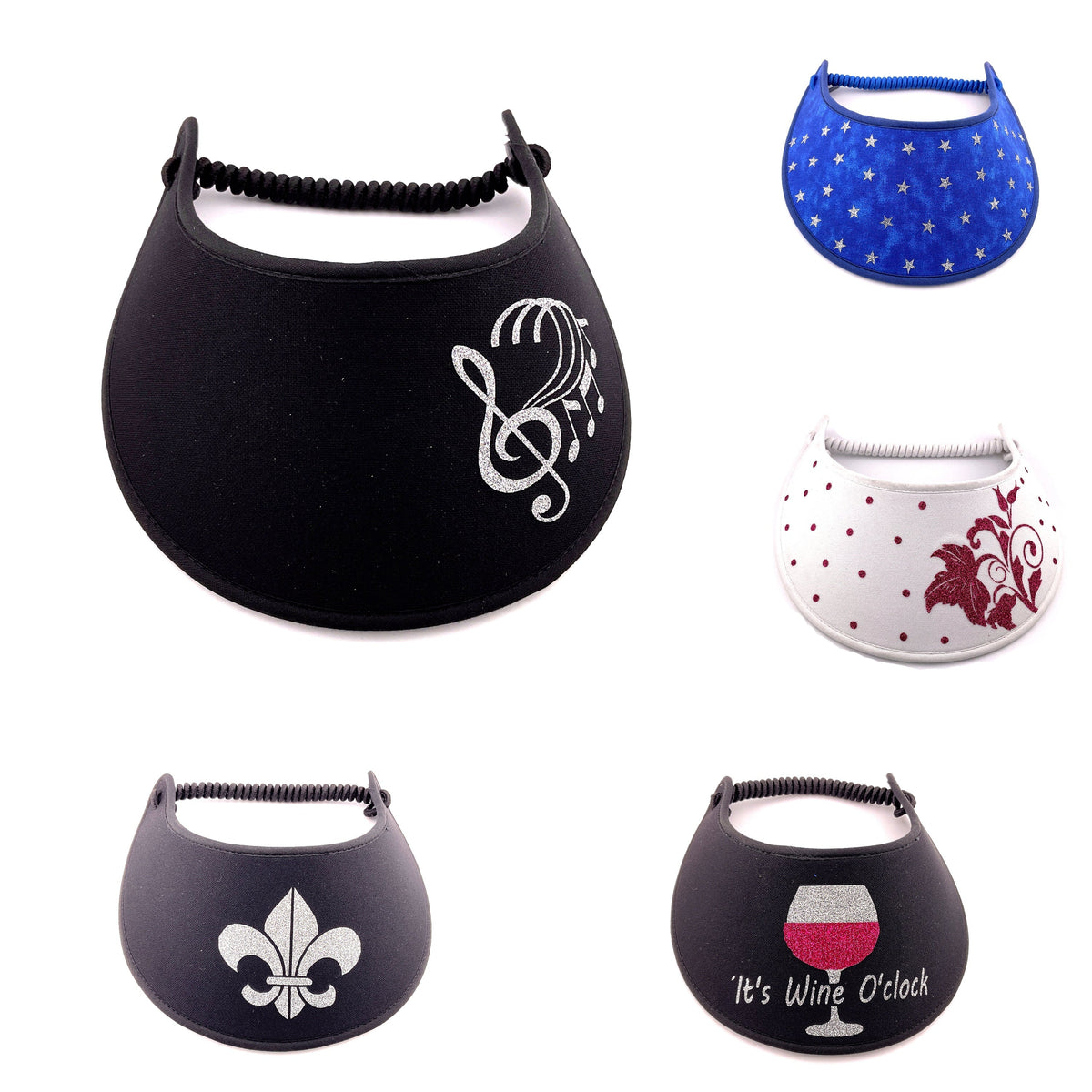 Trimmed Glitter Patterns Fun and Colorful Foam Sun Visor — Troy's Readers