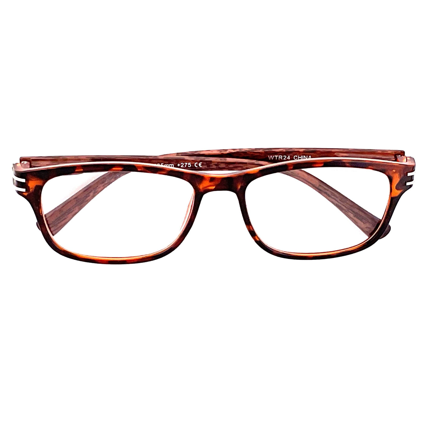 Wood Tone Wayfarer Readers With Clear Case — Troy's Readers
