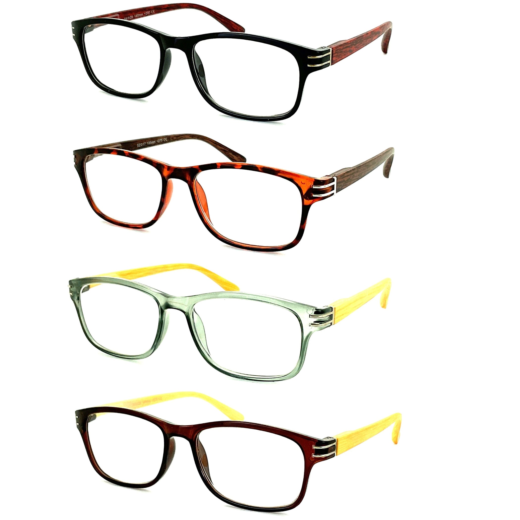 Wood Tone Wayfarer Readers With Clear Case — Troy's Readers